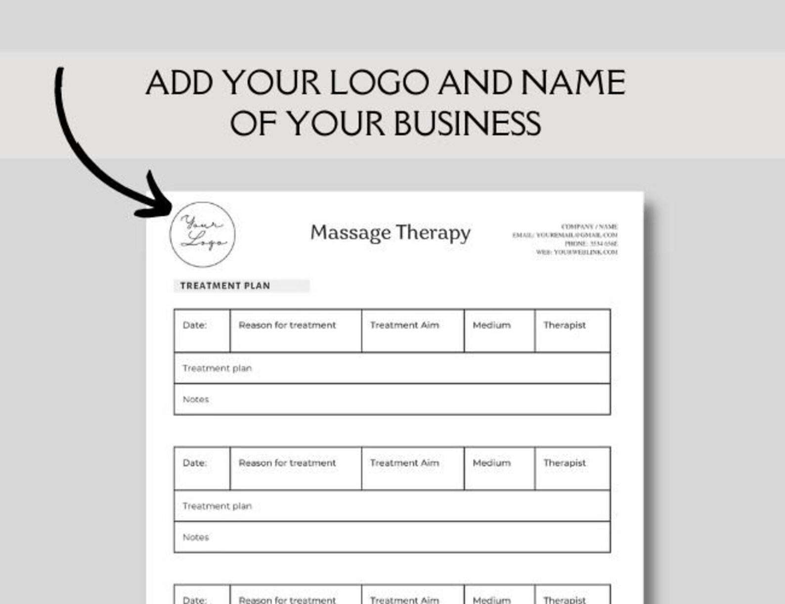 Editable and Printable Massage Therapist Client Forms, Massage Business ...