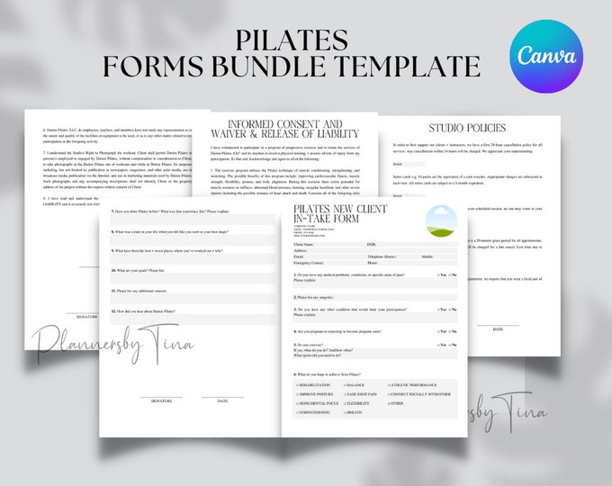 Editable Pilates Studios New Client Intake Form Template, Pilates ...