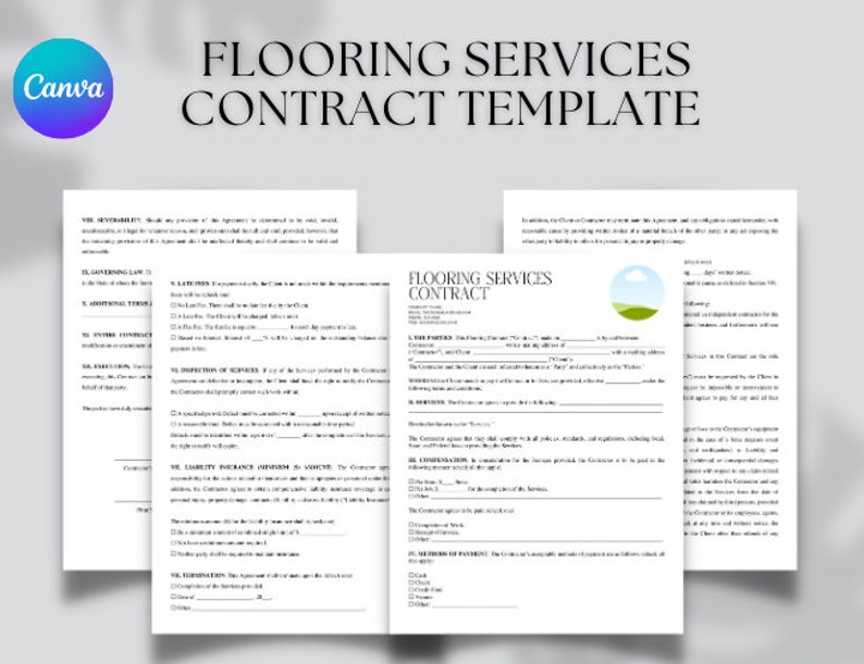 Editable Flooring Construction Services Contract Agreement, Professional Contractor Contract ...