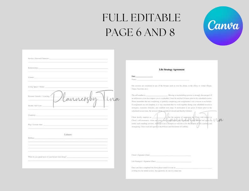 Editable and Printable Coach Strategy Client Intake Form Template ...