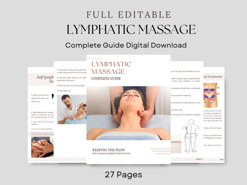Editable and Printable Elegant Lymphatic Massage Complete Guide Instant ...