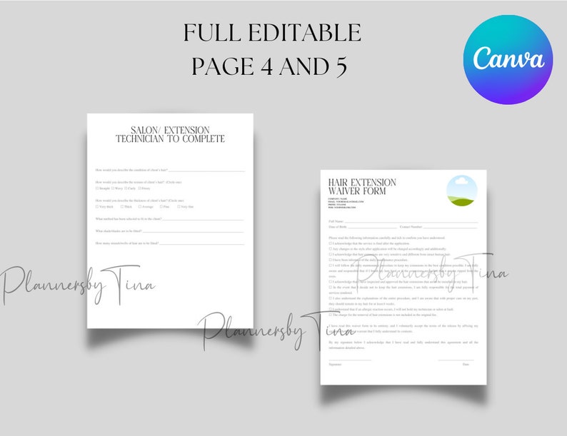 Editable Hair Extensions Business Bundle Forms Template, Hair ...