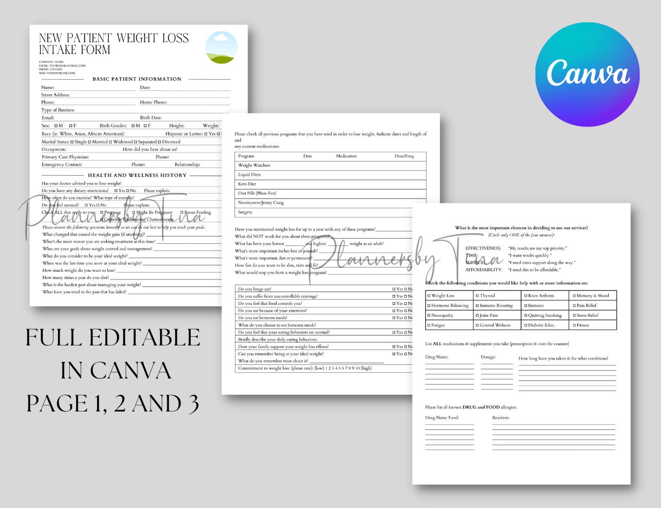 Editable New Patient Weight Loss Intake Form Template, Weight Loss ...