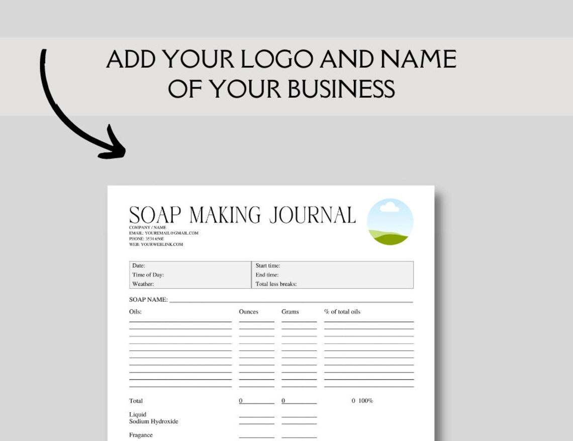 Editable Soap Making Journal Template, Printable Soap Journal Form ...