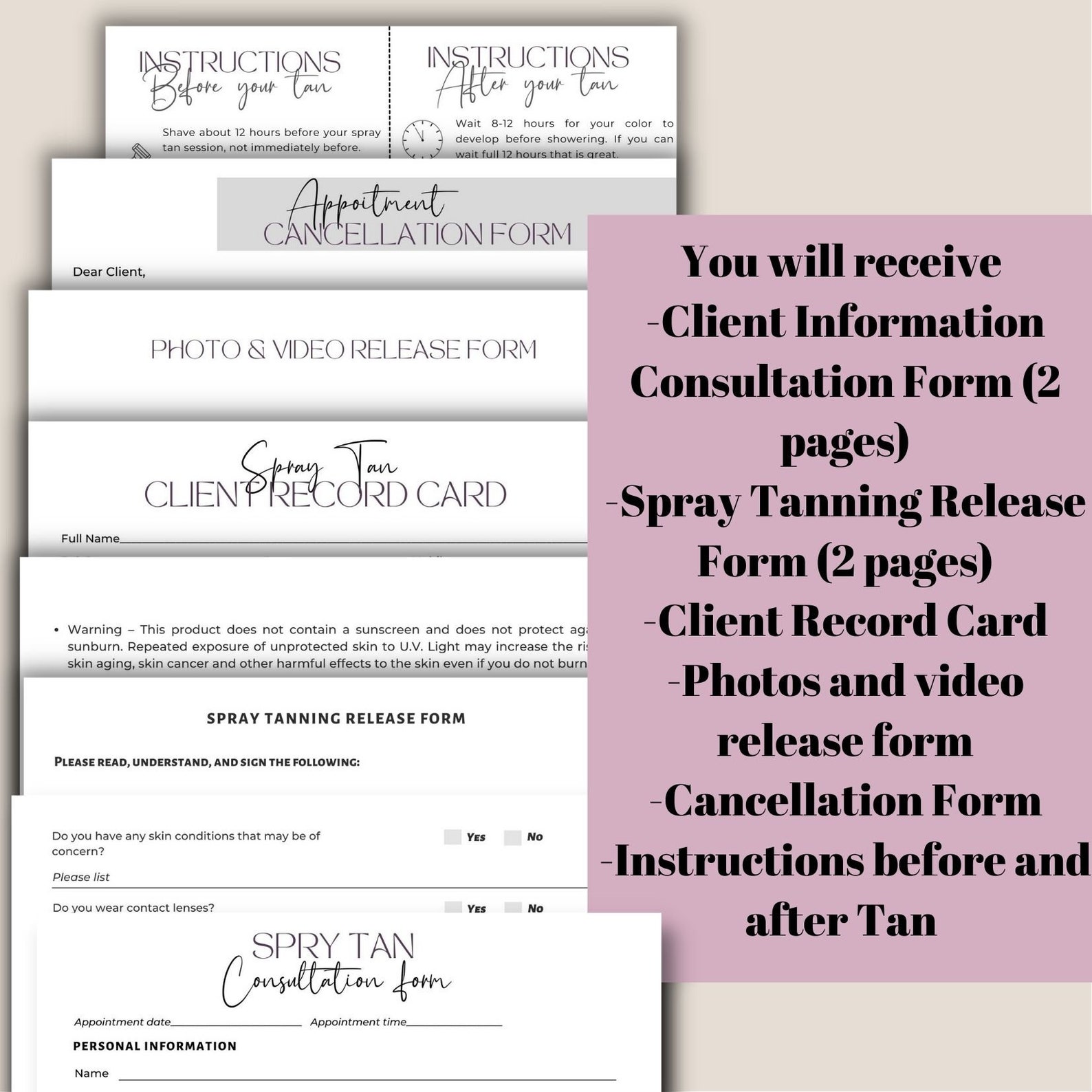 Editable and Printable Spray Tan Business Template, Spray Tanning ...