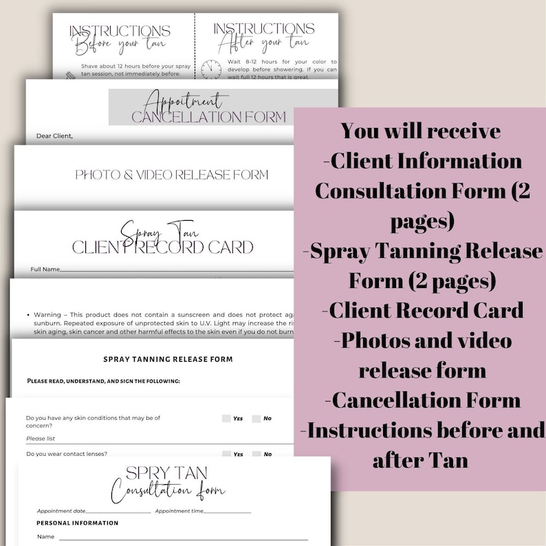 Editable and Printable Spray Tan Business Template, Spray Tanning ...
