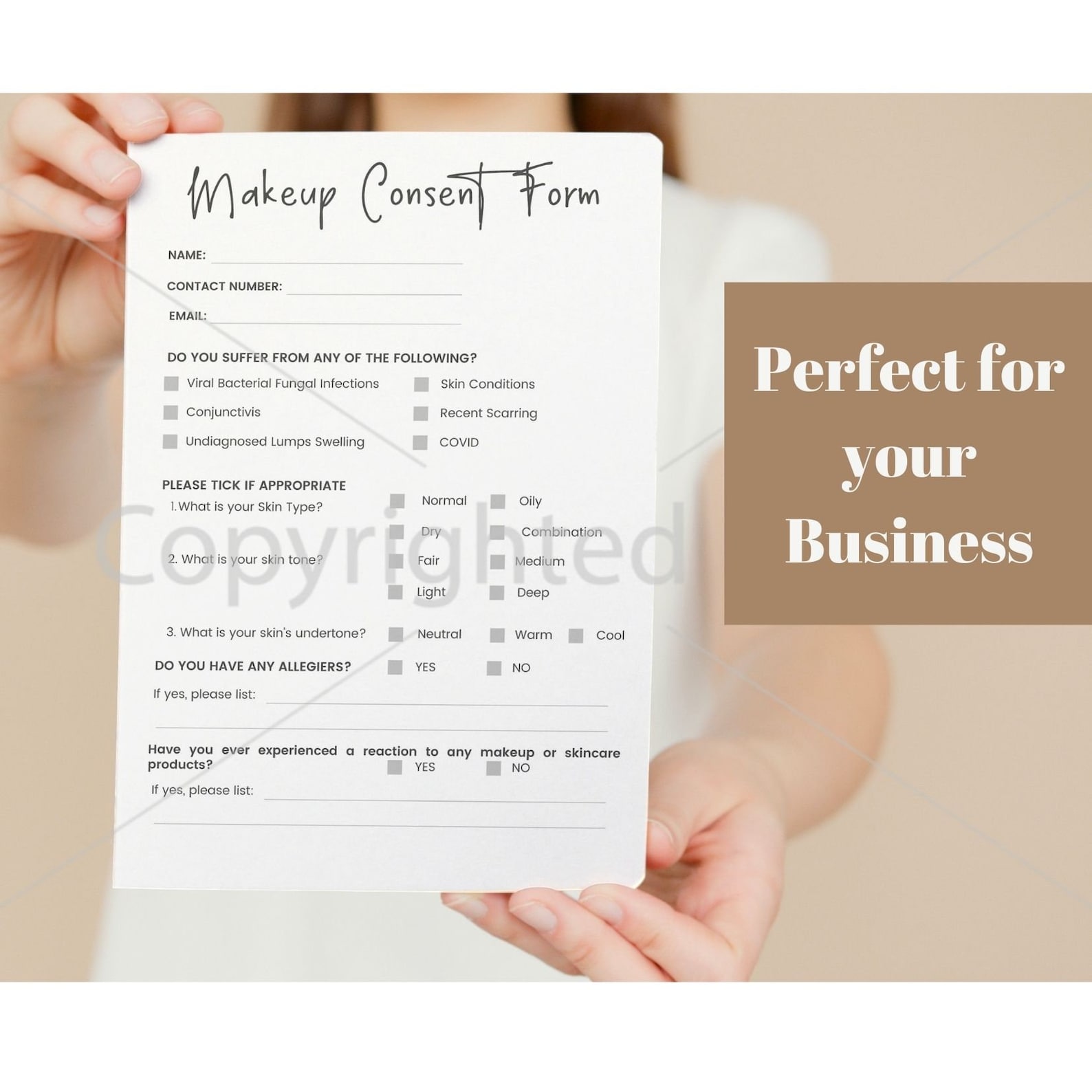 Editable and Printable Makeup Consent Form, Makeup Consultation Form ...