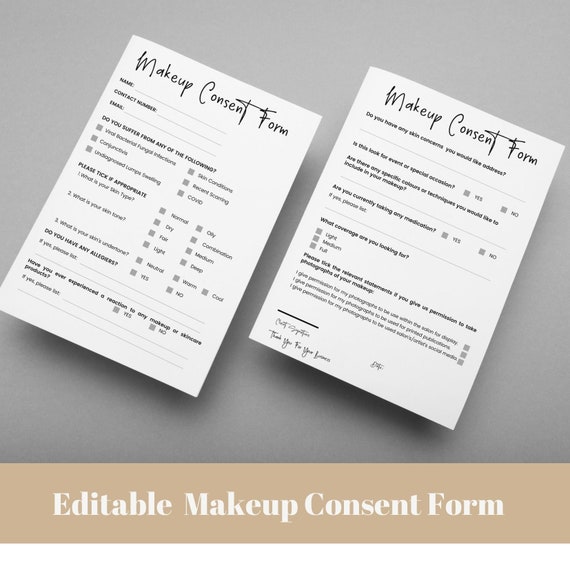Editable and Printable Makeup Consent Form Makeup - Etsy