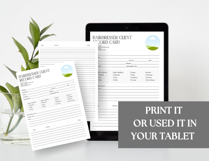 Editable and Printable Hair Stylist Client Record Template Form ...