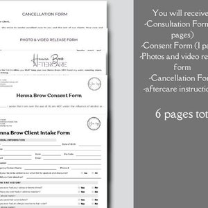 Editable and Printable Henna Brow Form Template, Editable Henna Brows ...