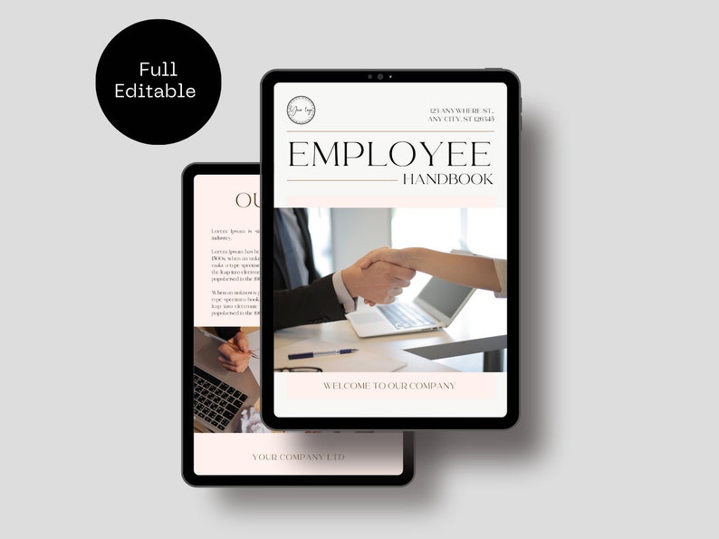 Editable and Printable Employee Handbook Template, New Employee ...