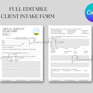 Editable and Printable Virtual Assistant Intake Client Form Template ...