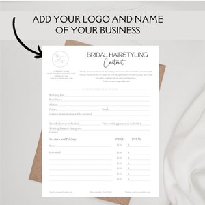 Bridal Hair Artist Contract Editable Template, Wedding Hair Stylist ...