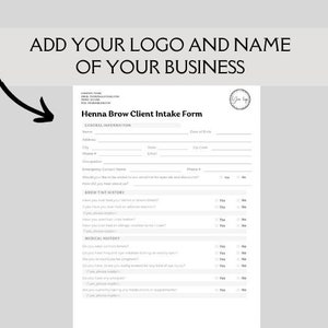 Editable and Printable Henna Brow Form Template, Editable Henna Brows ...