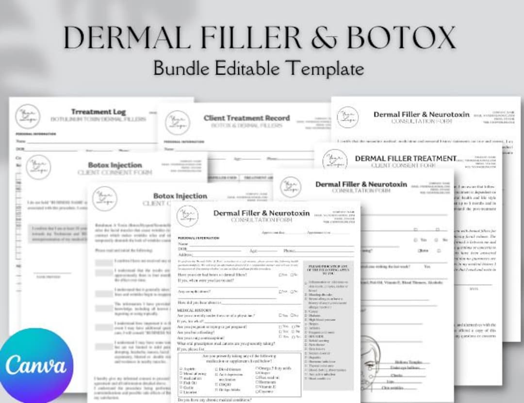 Editable Botulinum Toxin and Dermal Filler Bundle Forms, Botox Client Consent Forms, Derma ...