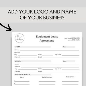 Editable and Printable Equipment Rental Contract Template, Rental ...