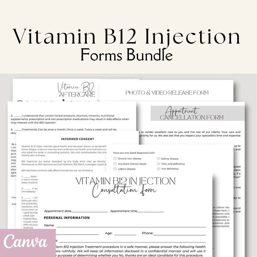 Editable Vitamin B12 Injection Forms, B12 Shot Client Intake Form ...