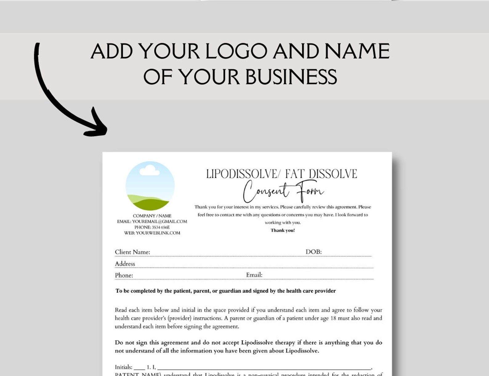 Editable Fat Dissolve Consent Form, Fat Dissolving Bundle Forms ...