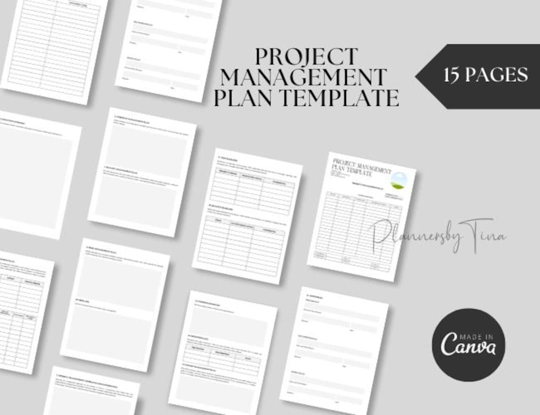 Project Management Plan Template - 15 Pages Project Planner Printable ...
