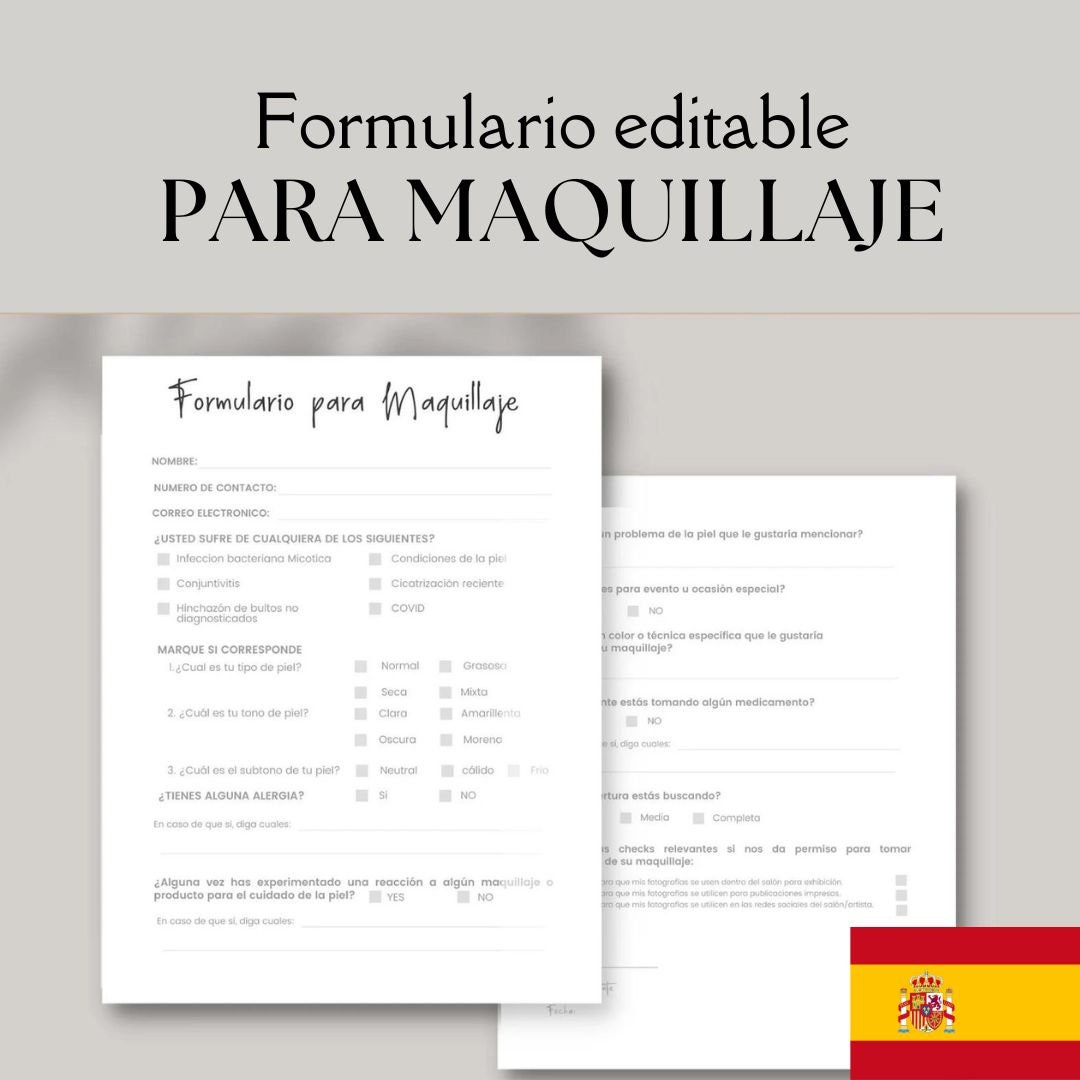 Formularios Españoles De Maquillaje Para Tus Clientes, Formularios De ...