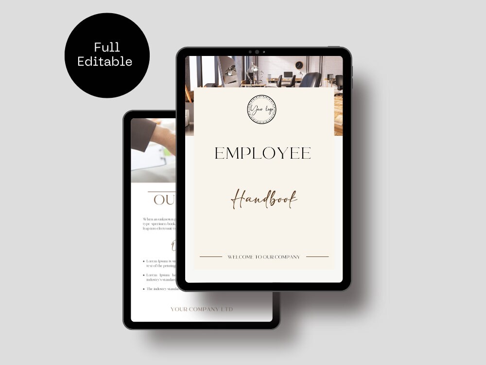 Editable and Printable Employee Handbook Template, New Employee ...