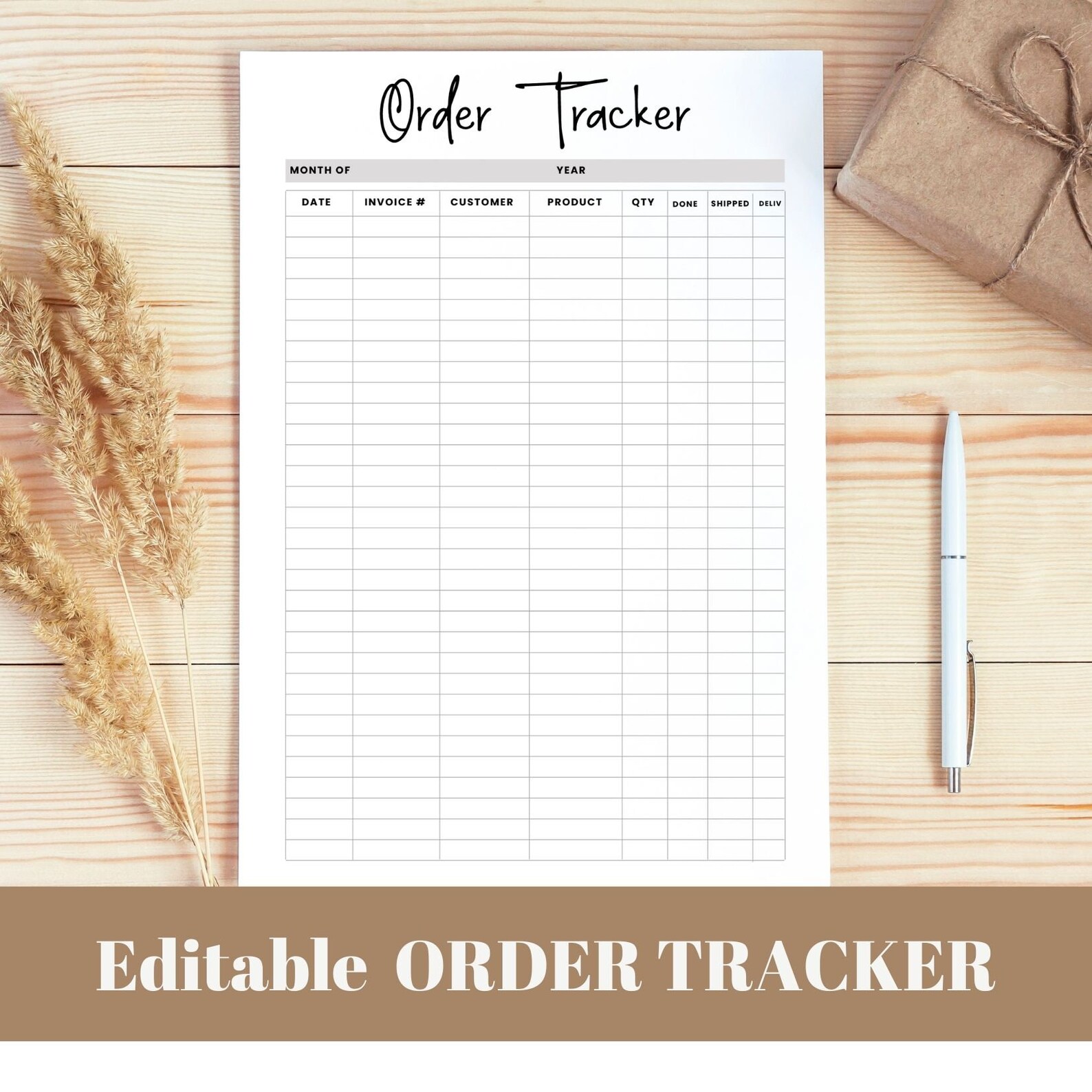 Full Editable Order Tracker Form Template, Printable Modern Order ...