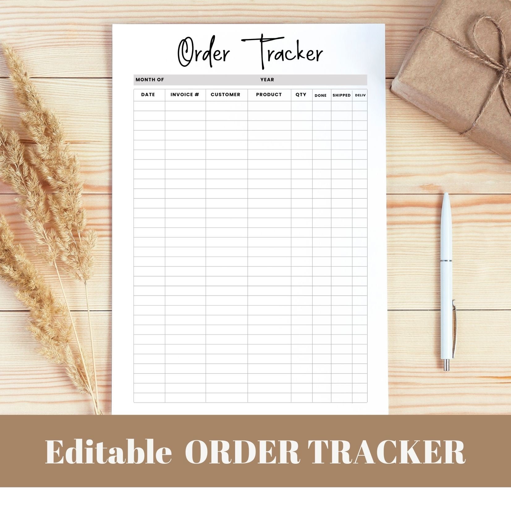 Full Editable Order Tracker Form Template, Printable Modern Order ...