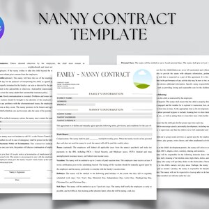 Editable and Printable Nanny Business Form Bundle Template, Nanny ...