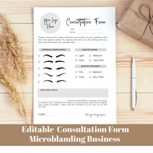 Editable and Printable Microblading Consultation Form, Ombré Brows ...