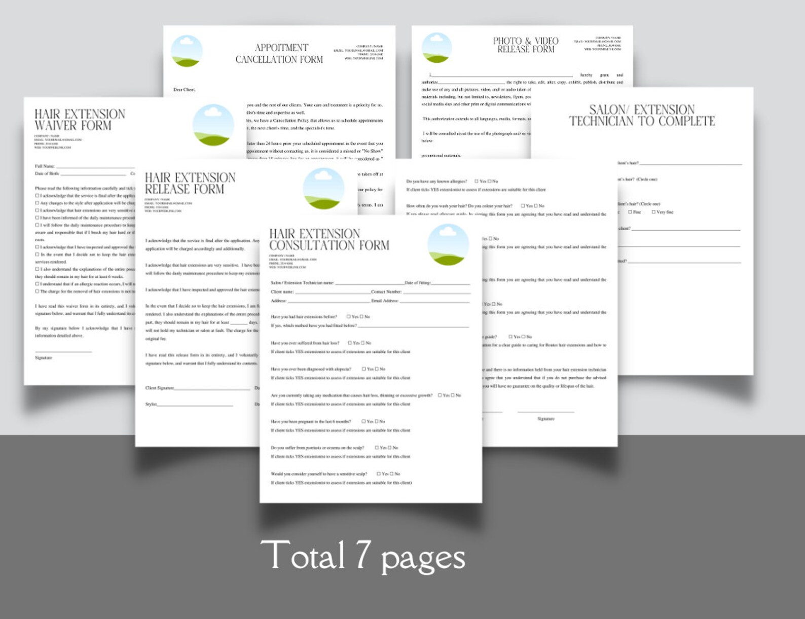 Editable Hair Extensions Business Bundle Forms Template, Hair ...