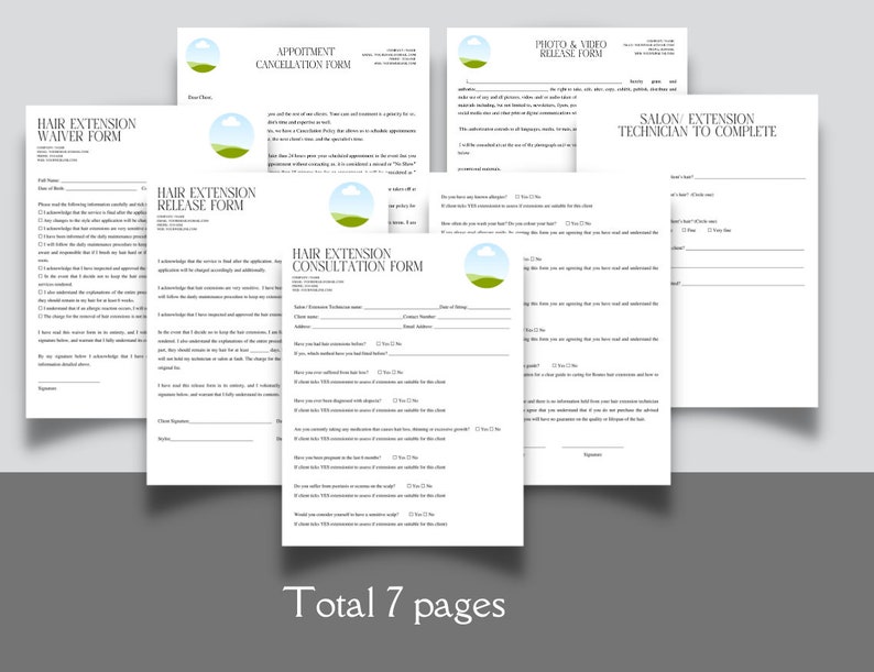 Editable Hair Extensions Business Bundle Forms Template, Hair ...