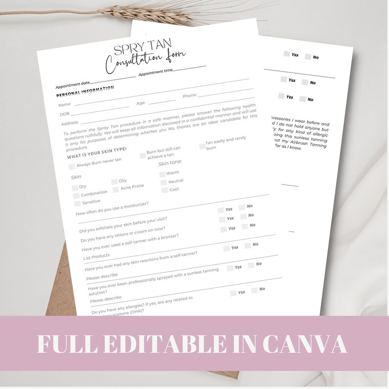 Editable and Printable Spray Tan Business Template, Spray Tanning ...