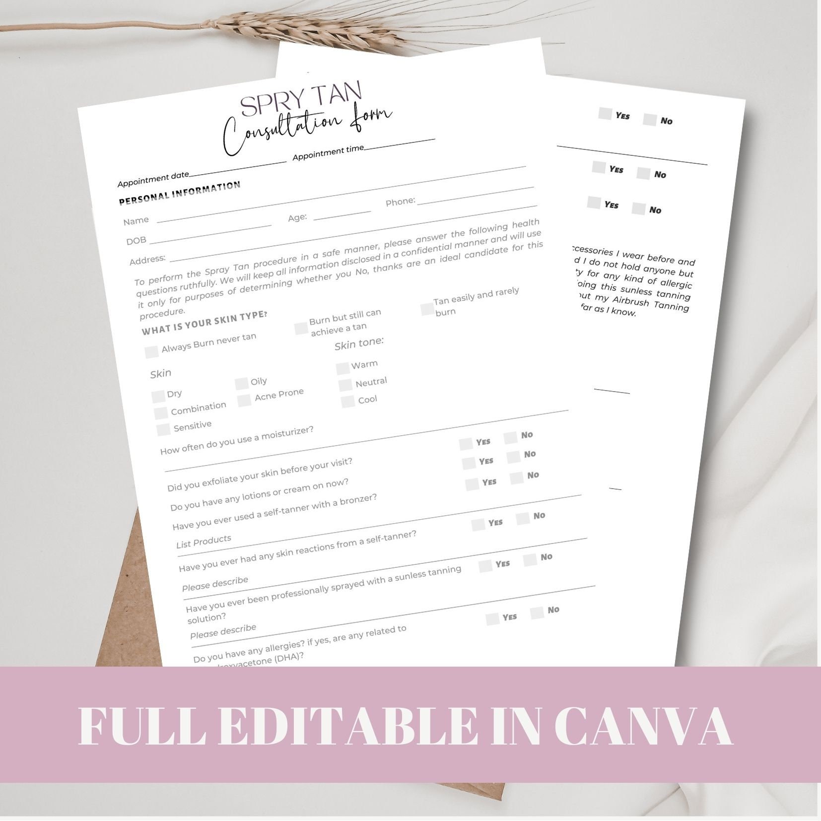 Editable and Printable Spray Tan Business Template, Spray Tanning ...