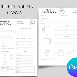Editable and Printable Tumbler and Mug Order Form Template, Custom ...