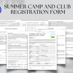 Editable and Printable Summer Camp Registration Form Template, Canva ...
