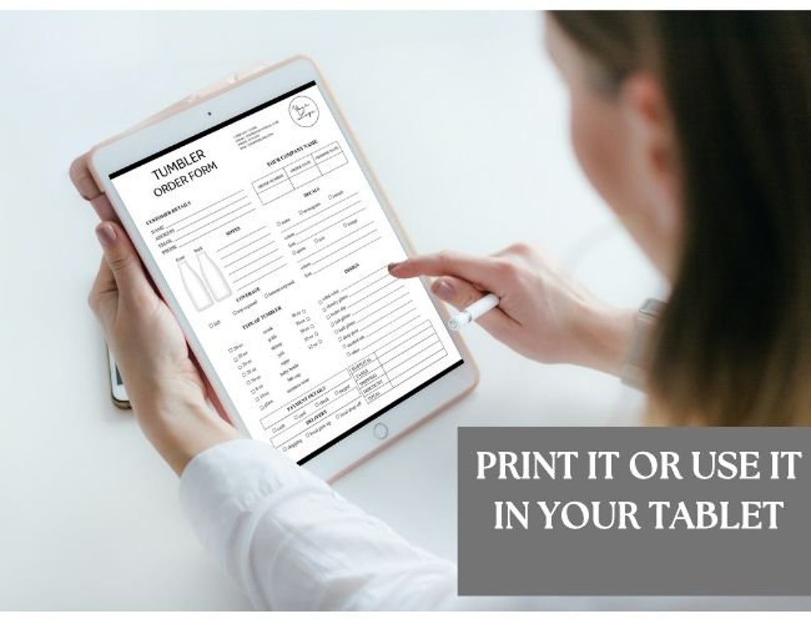 Editable and Printable Tumbler and Mug Order Form Template, Custom ...