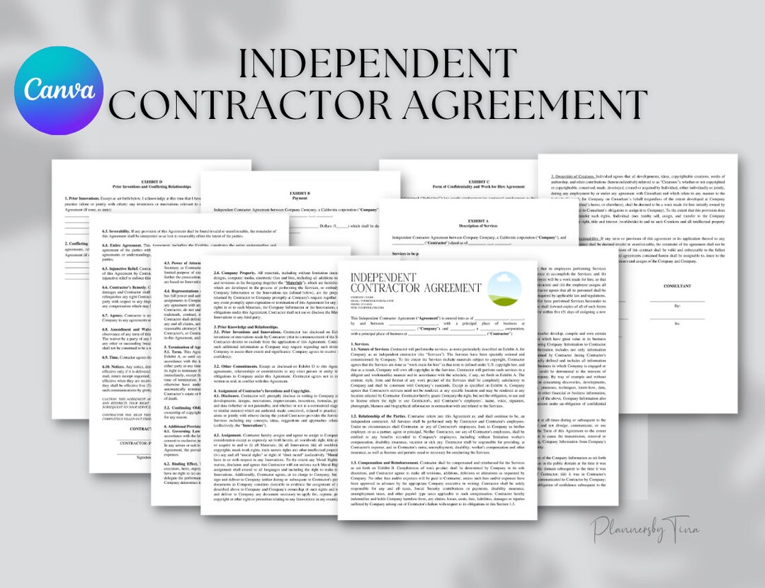Editable and Printable Independent Contractor Contract Template ...