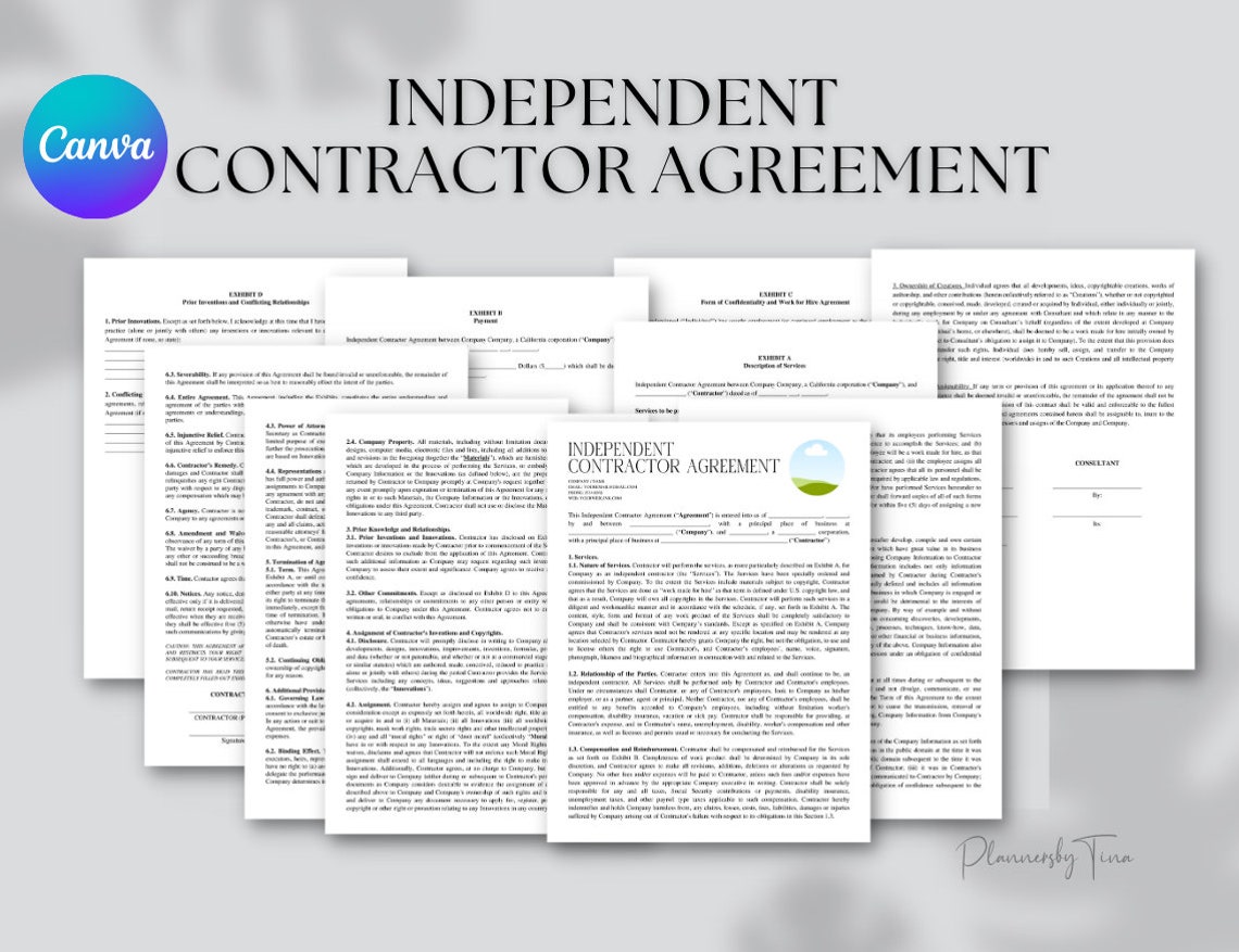 Editable and Printable Independent Contractor Contract Template ...