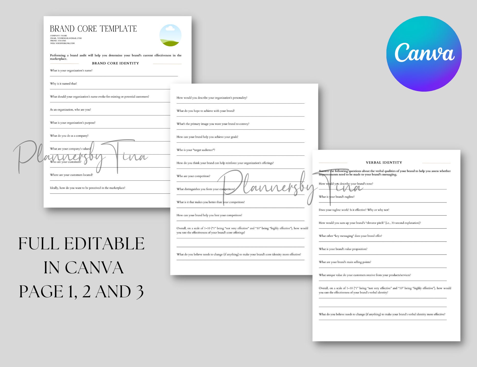 Editable and Printable Brand Core Audition Form Template, Brand Values ...