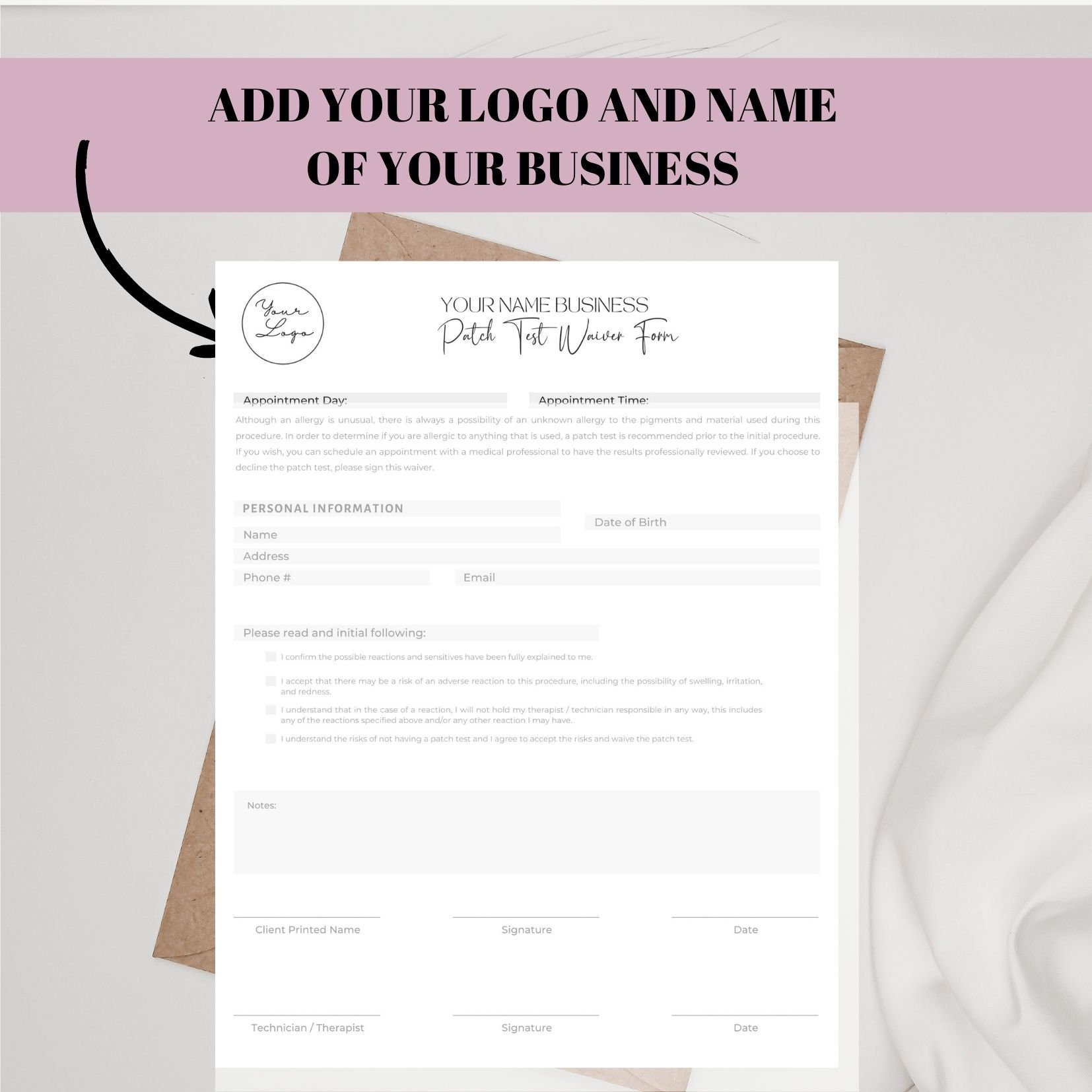 Editable and Printable PMU Consent Form, Permanent Makeup Consent Forms ...