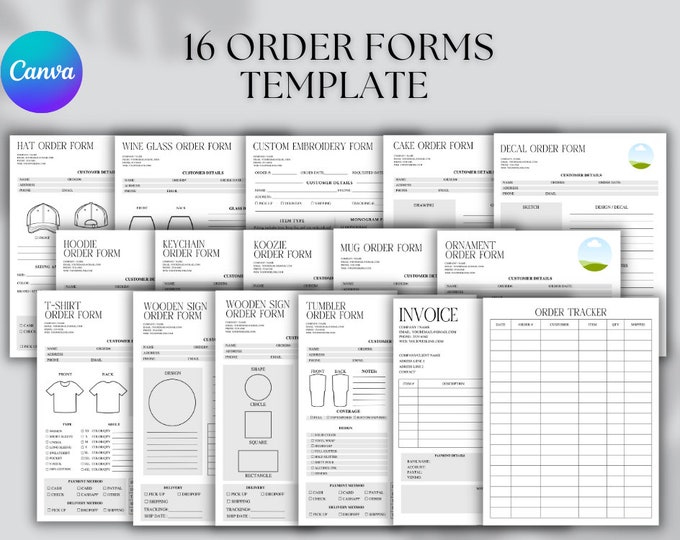 Editable and Printable Order Forms Bundle, Tshirt, Tumbler, Invoice ...
