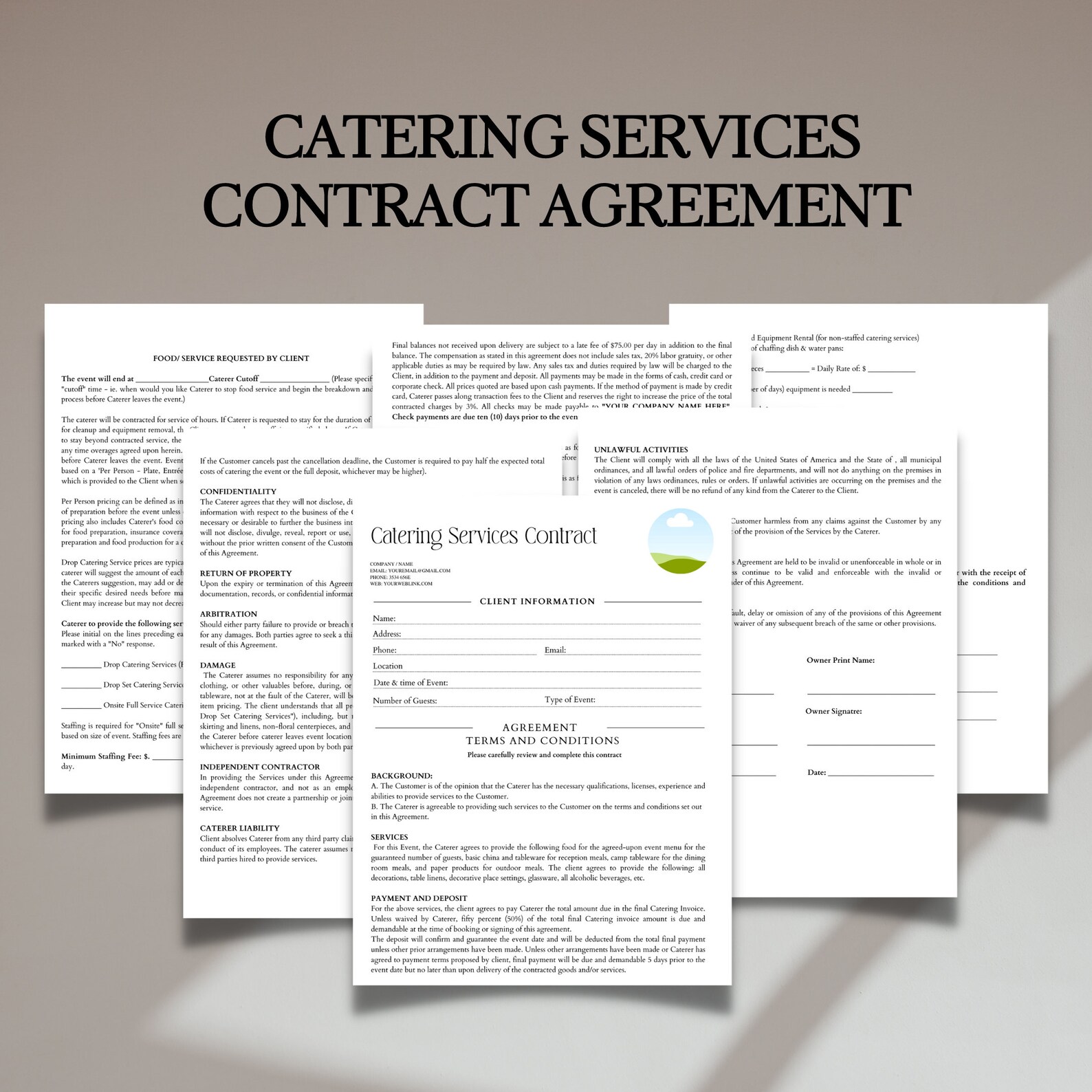 Editable and Printable Private Chef and Catering Services Bundle Forms ...
