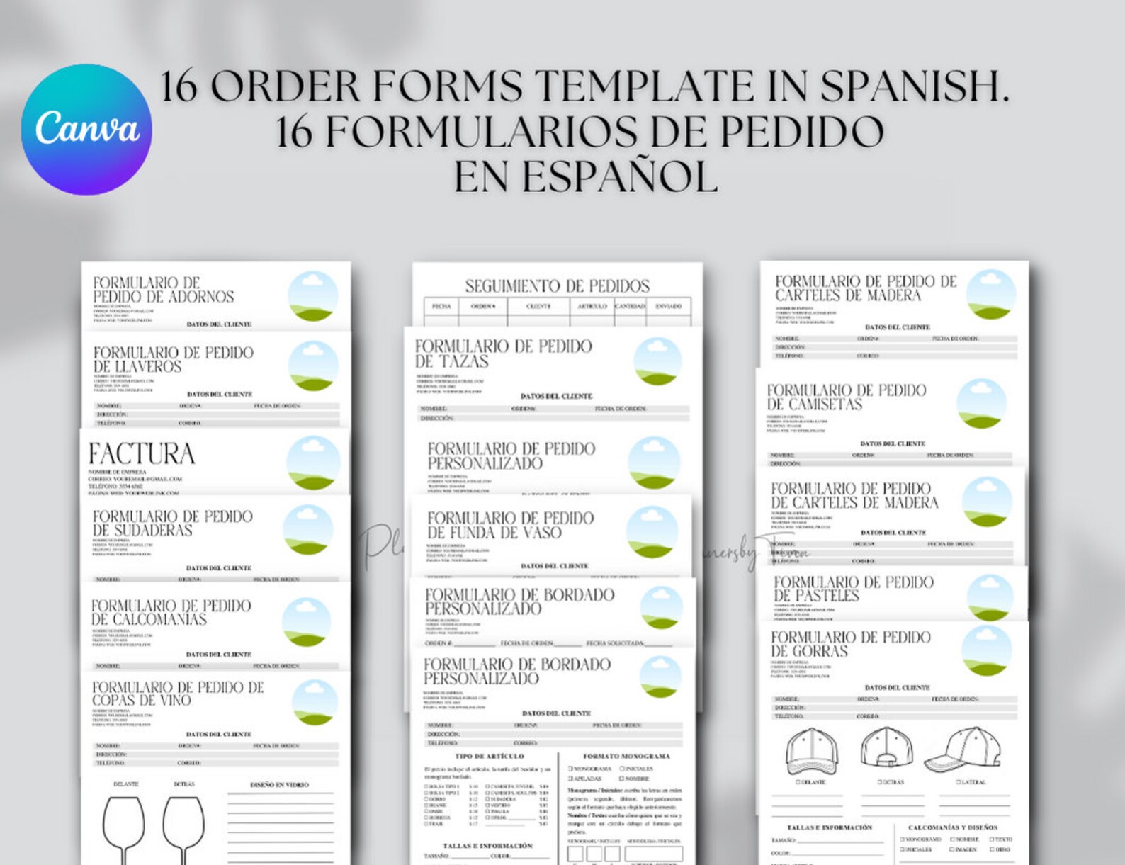 Editable and Printable Order Forms Bundle in Spanish, Tshirt, Tumbler ...