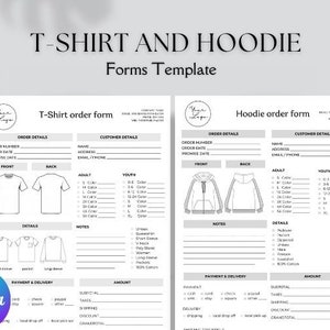 Editable and Printable T-shirt and Hoodie Order Form Template ...