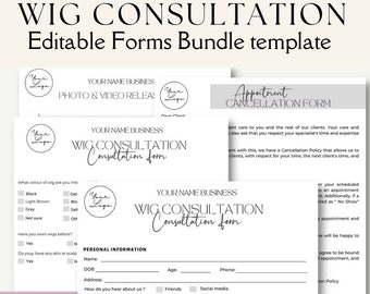 Editable and Printable Wig Consultation Form Template, Wigs Client Form ...