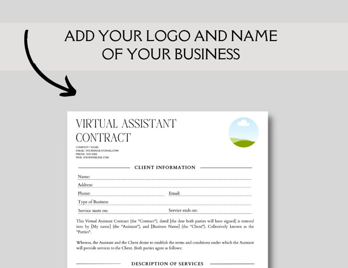 Editable and Printable Virtual Assistant Bundle Forms Editable Template ...