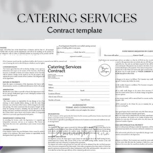 Editable Catering Services Contract Agreement, Printable Event Catering ...