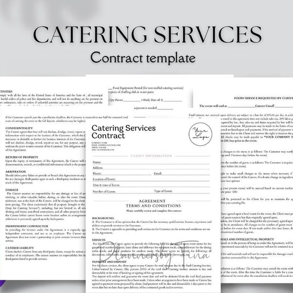Catering Agreement Template - Etsy