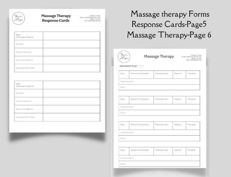 Editable and Printable Massage Therapist Client Forms, Massage Business ...