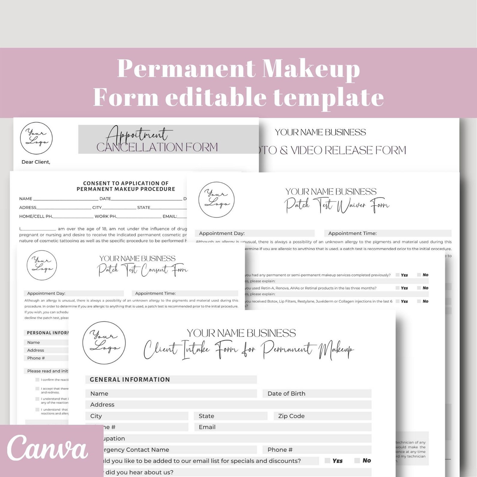 Editable and Printable PMU Consent Form Permanent Makeup - Etsy